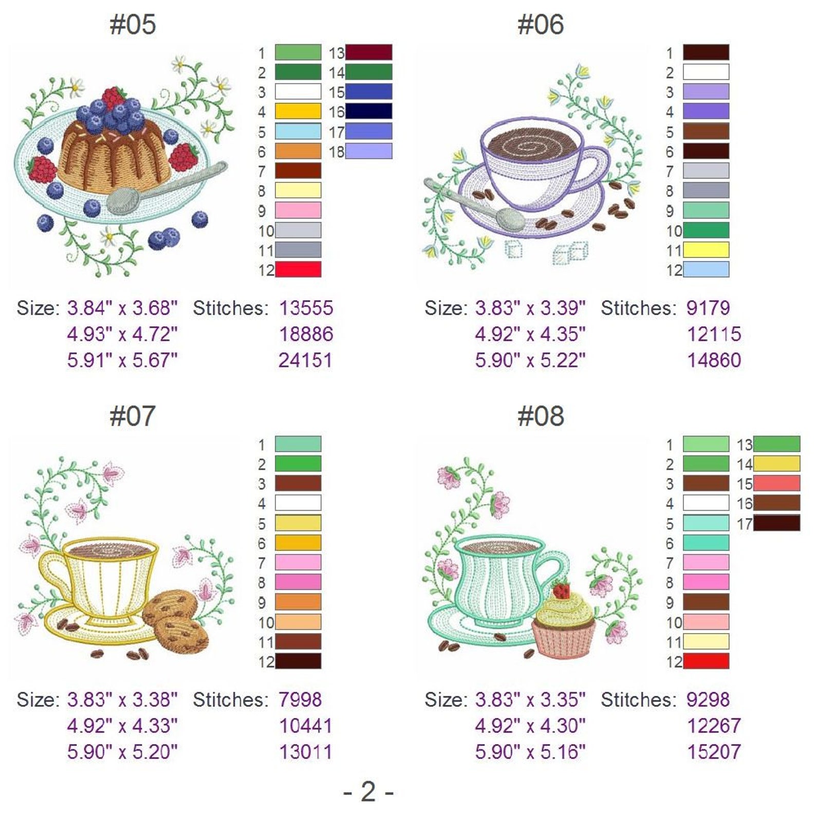 Afternoon Tea Time Machine Embroidery Designs Pack Instant Download 4x4 ...