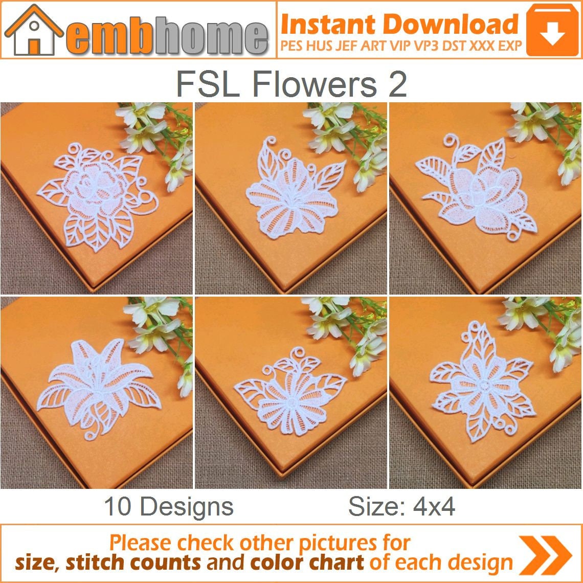 FSL Flowers Free Standing Lace Machine Embroidery Designs Instant ...