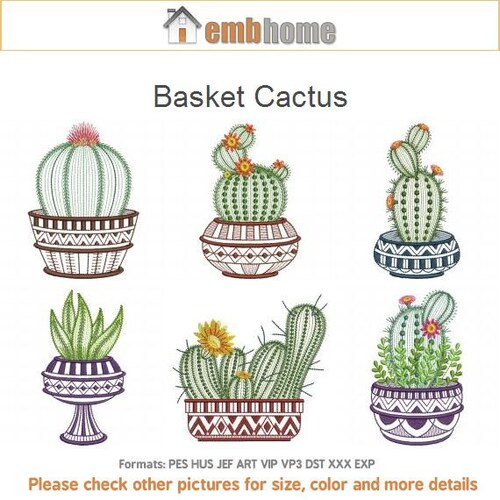 Cactus Machine Embroidery Designs Instant Download 4x4 5x5 - Etsy