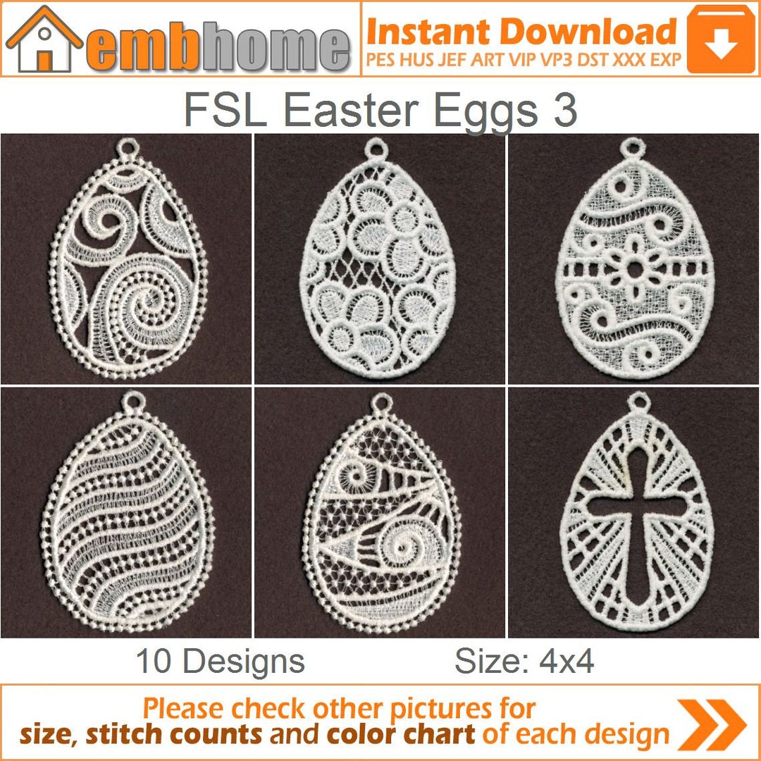 FSL Easter Eggs Free Standing Lace Holiday Hanger Machine Embroidery ...
