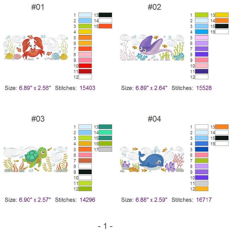 Sea Life Borders Machine Embroidery Designs Instant Download 5x7 Hoop ...