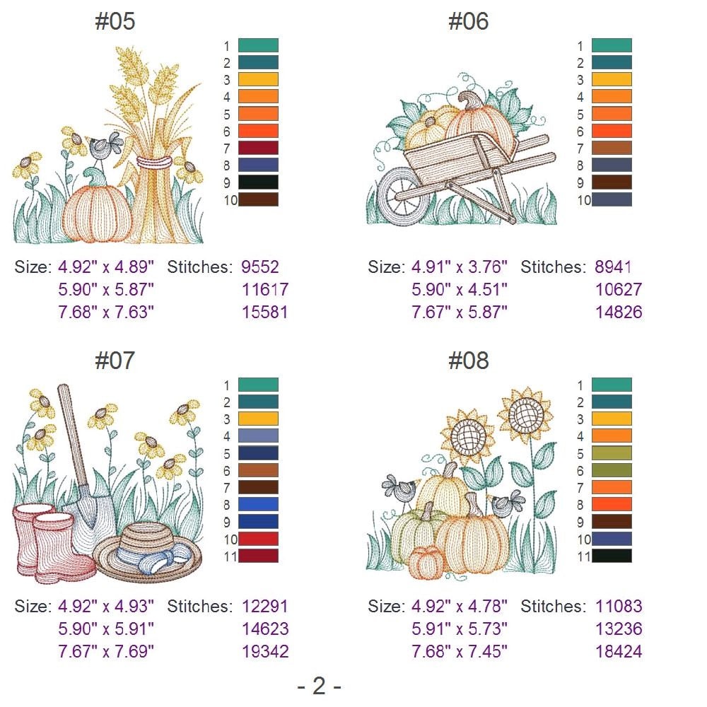 Rippled Fall Scenes Machine Embroidery Designs Pack Instant Download ...