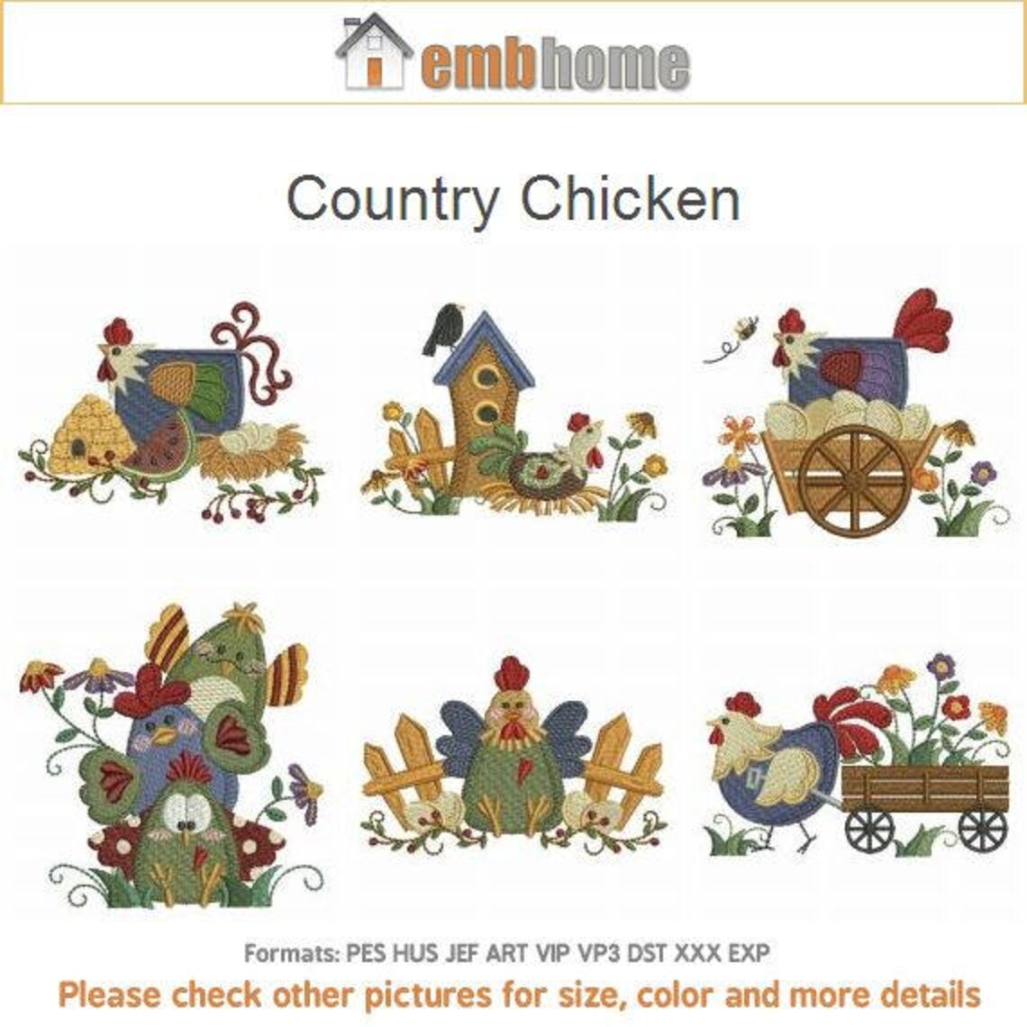 Country Chicken Machine Embroidery Designs Instant Download - Etsy