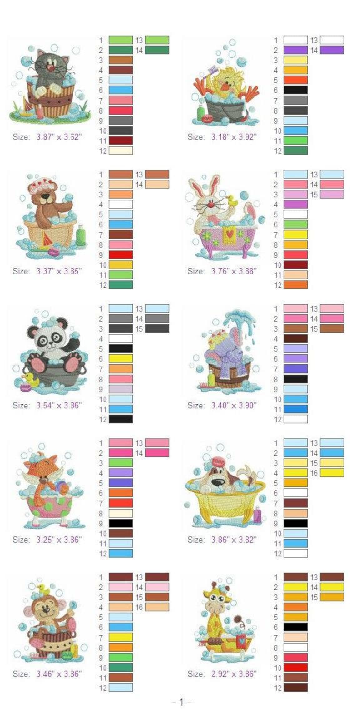 Bath Time Cuties Embroidery Designs Instant Download 4x4 Hoop - Etsy