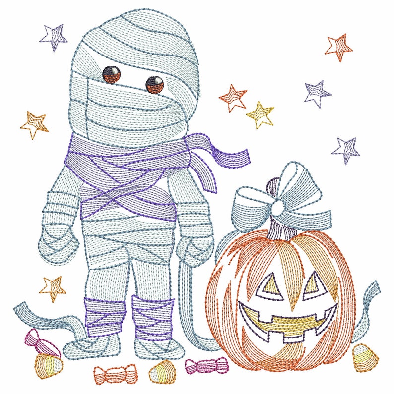 Halloween Sketch Machine Embroidery Designs Instant Download 5x5 6x6 ...