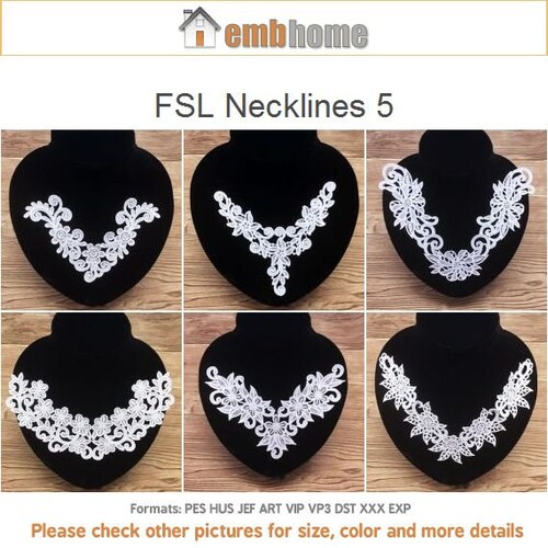 FSL Necklines Free Standing Lace Machine Embroidery Designs - Etsy