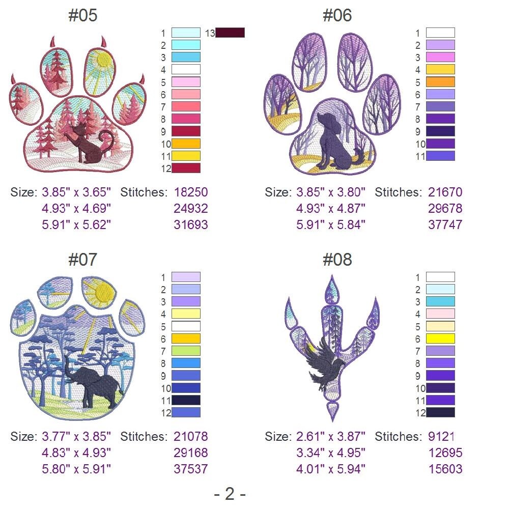 Animal Pawprint Machine Embroidery Designs Instant Download 4x4 5x5 6x6 ...