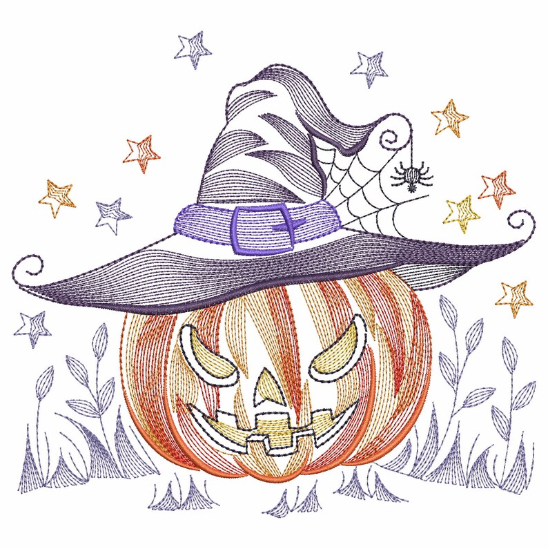 Halloween Sketch Machine Embroidery Designs Instant Download 5x5 6x6 ...