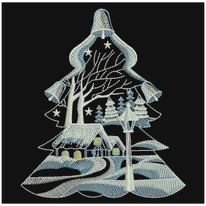 Winter Scenery Machine Embroidery Designs Pack Instant Download 5x5 6x6 ...