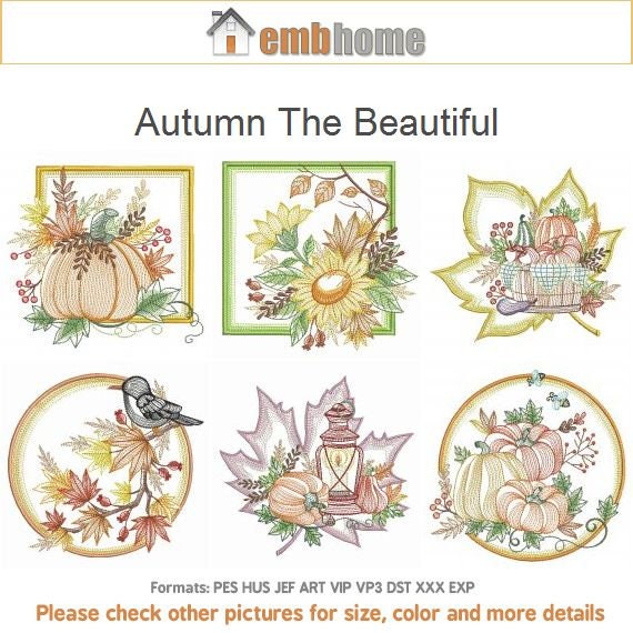 Autumn the Beautiful Machine Embroidery Designs Pack Instant - Etsy