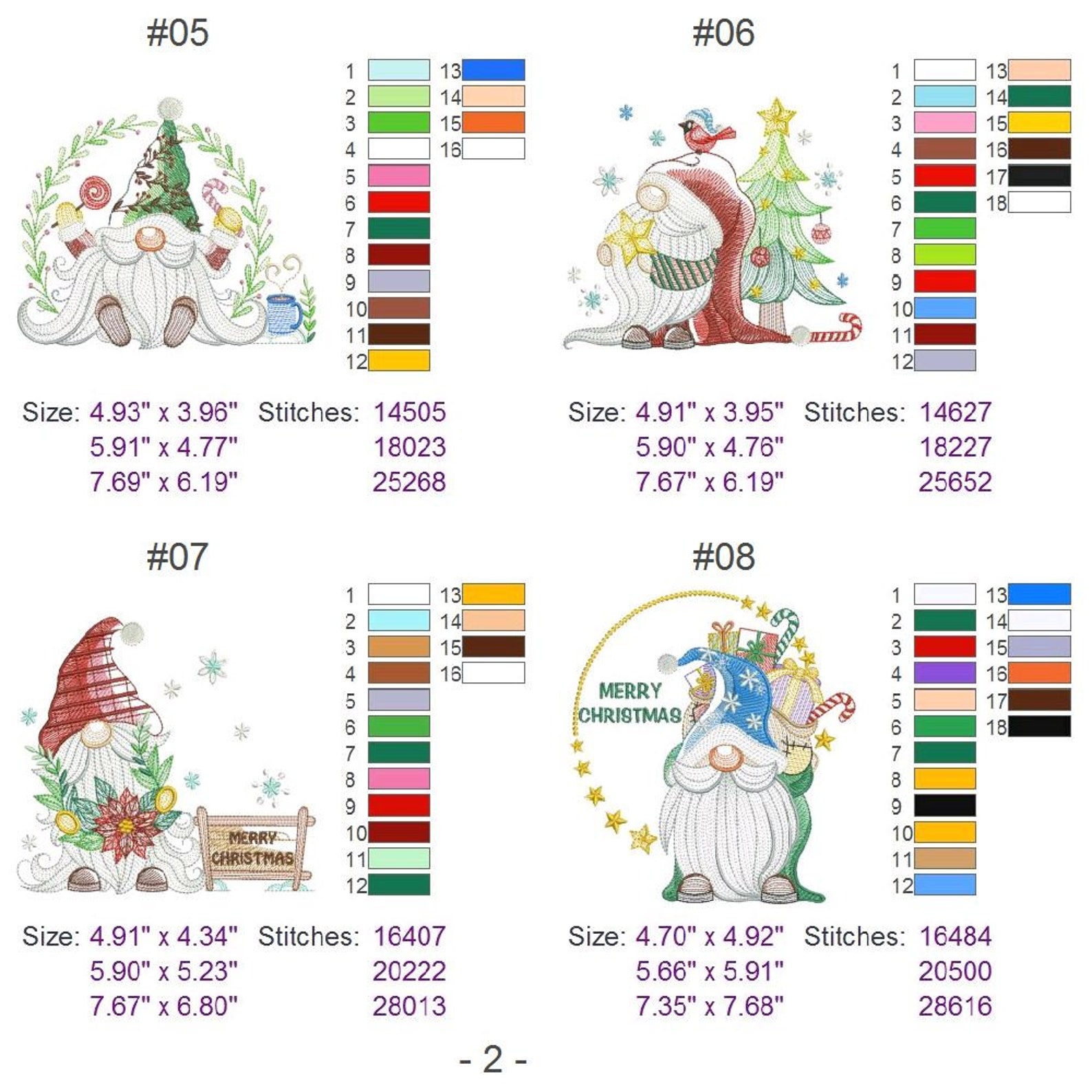 Christmas Gnome Machine Embroidery Designs Instant Download 5x5 6x6 8x8 ...