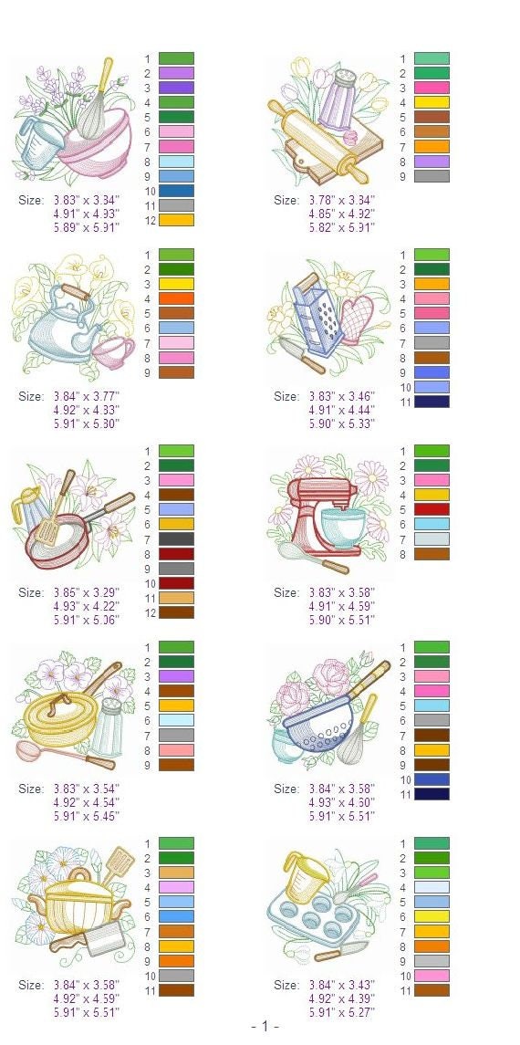 Kitchen in Bloom Machine Embroidery Designs Instant Download - Etsy
