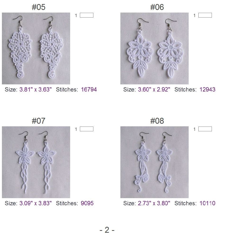 FSL Delicate Earrings Free Standing Lace Machine Embroidery Designs ...