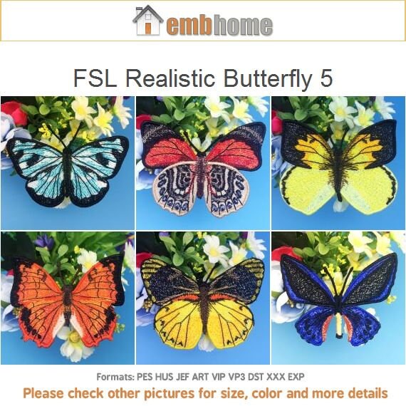 FSL Realistic Butterfly Free Standing Lace Machine Embroidery - Etsy