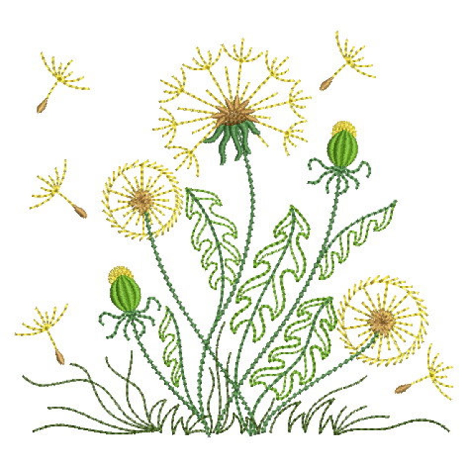 Vintage Dandelion Embroidery Designs Instant Download 4x4 5x5 - Etsy