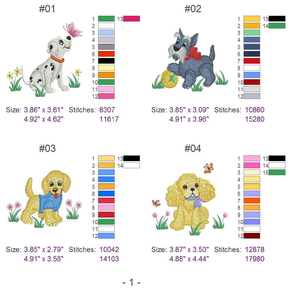 Playful Puppy Machine Embroidery Designs Instant Download 4x4 - Etsy