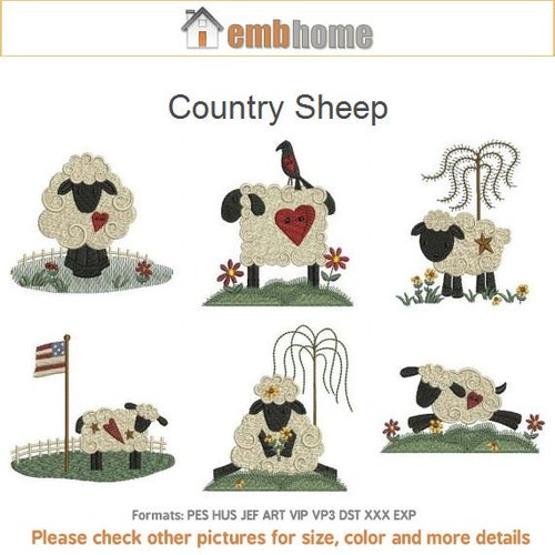 Country Sheep Machine Embroidery Designs Instant Download 4x4 - Etsy
