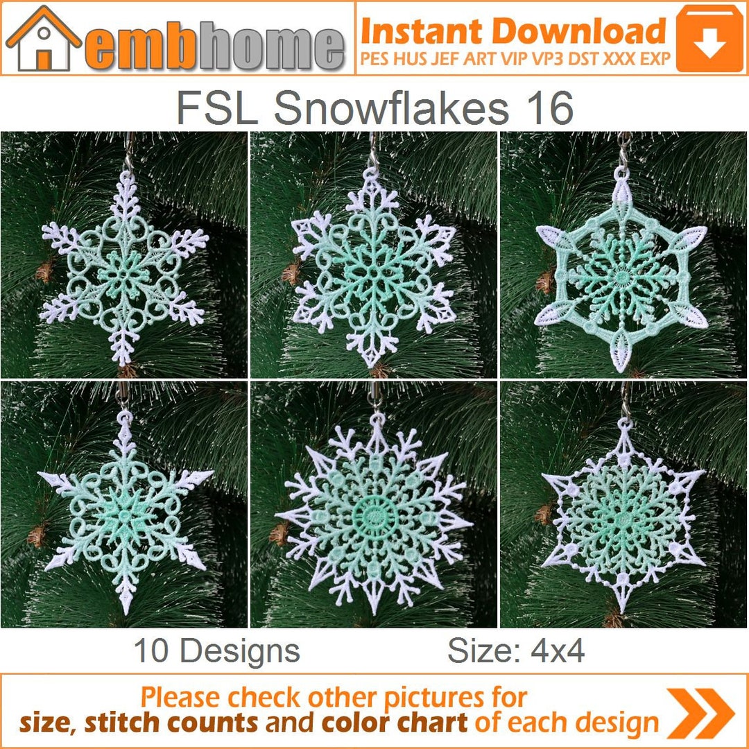 FSL Snowflakes Free Standing Lace Ornament Machine Embroidery Designs ...