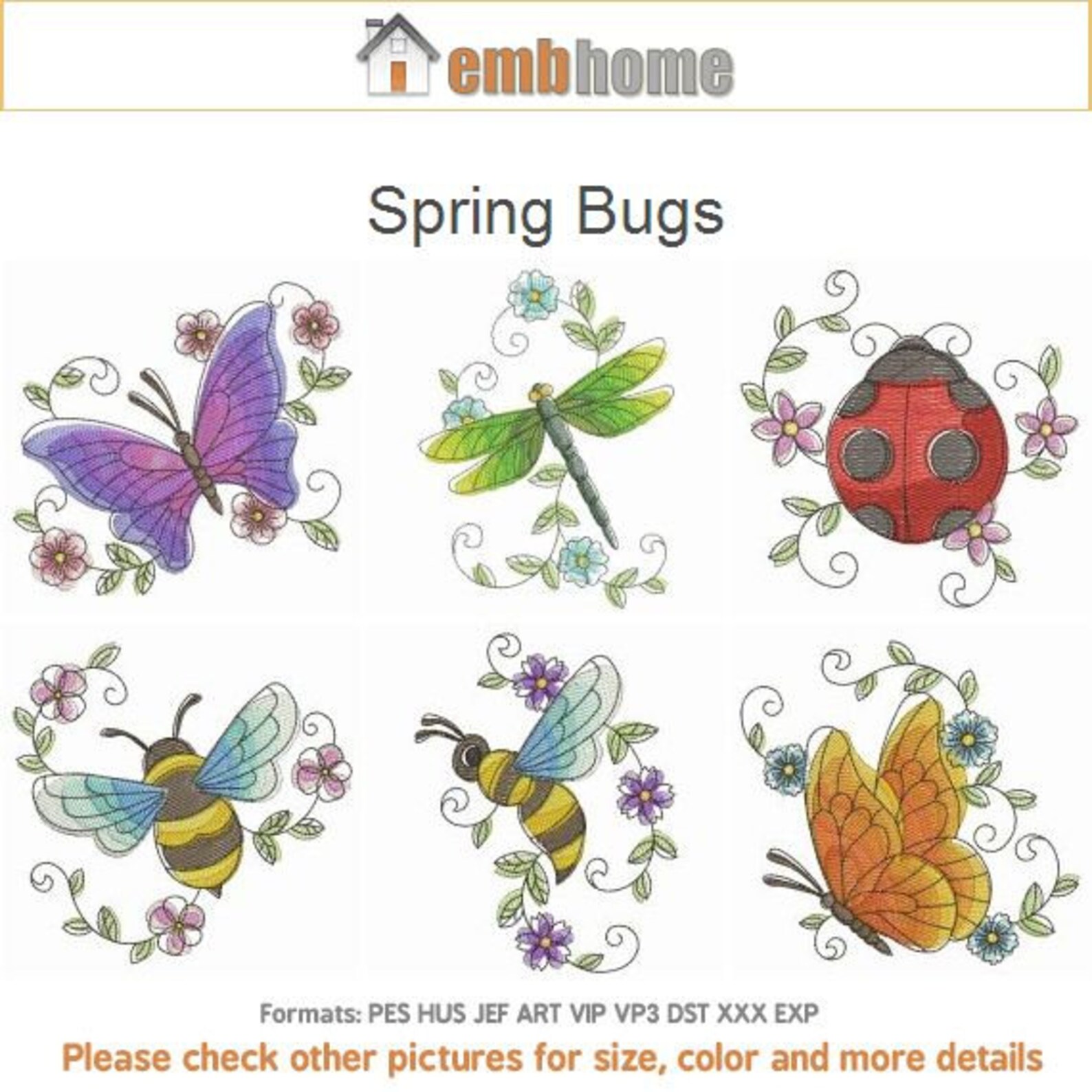 Spring Bugs Machine Embroidery Designs Instant Download 4x4 - Etsy