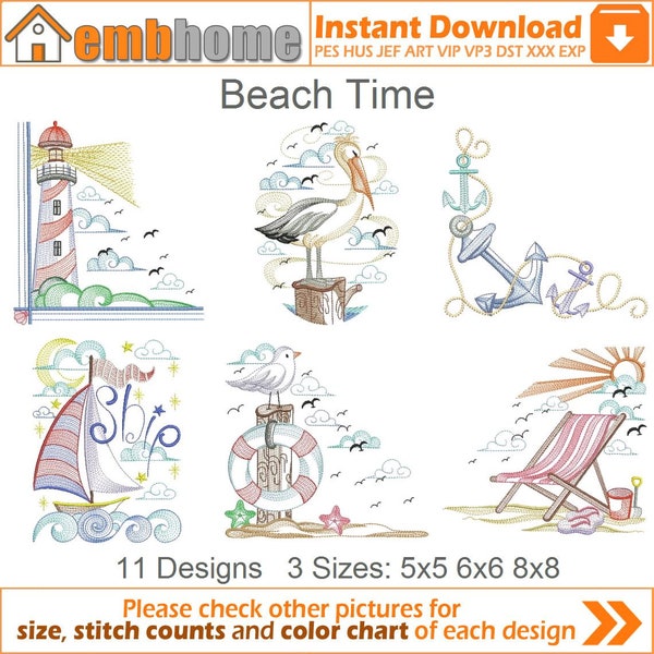 Beach Embroidery - Etsy