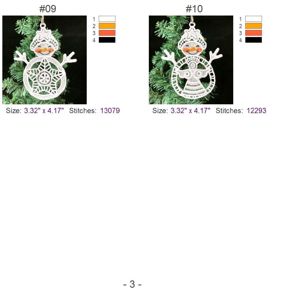 FSL Snowmen Free Standing Lace Ornaments Machine Embroidery - Etsy