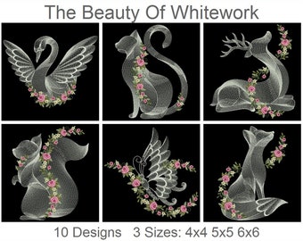 The Beauty of Whitework Swan Machine Embroidery Designs Instant ...