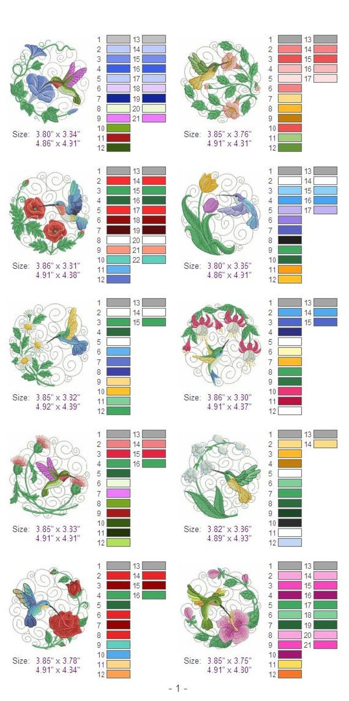 Hummingbird Flowers Circle Machine Embroidery Designs Pack - Etsy