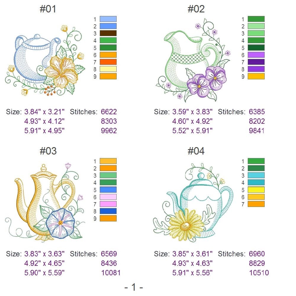 Vintage Tea Time Machine Embroidery Designs Instant Download - Etsy