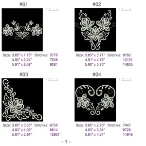 White Work Elegance Machine Embroidery Designs Instant Download 4x4 5x5 ...