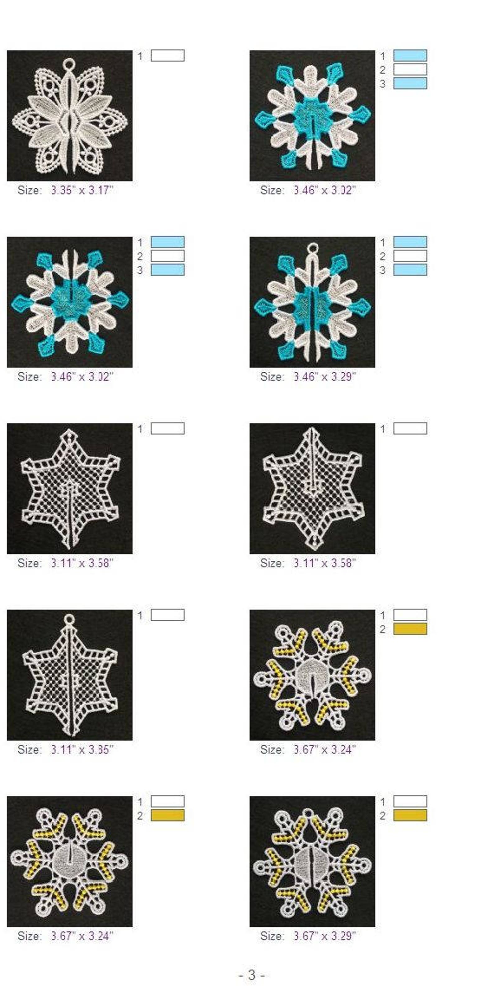 3D FSL Snowflakes Free Standing Lace Machine Embroidery - Etsy