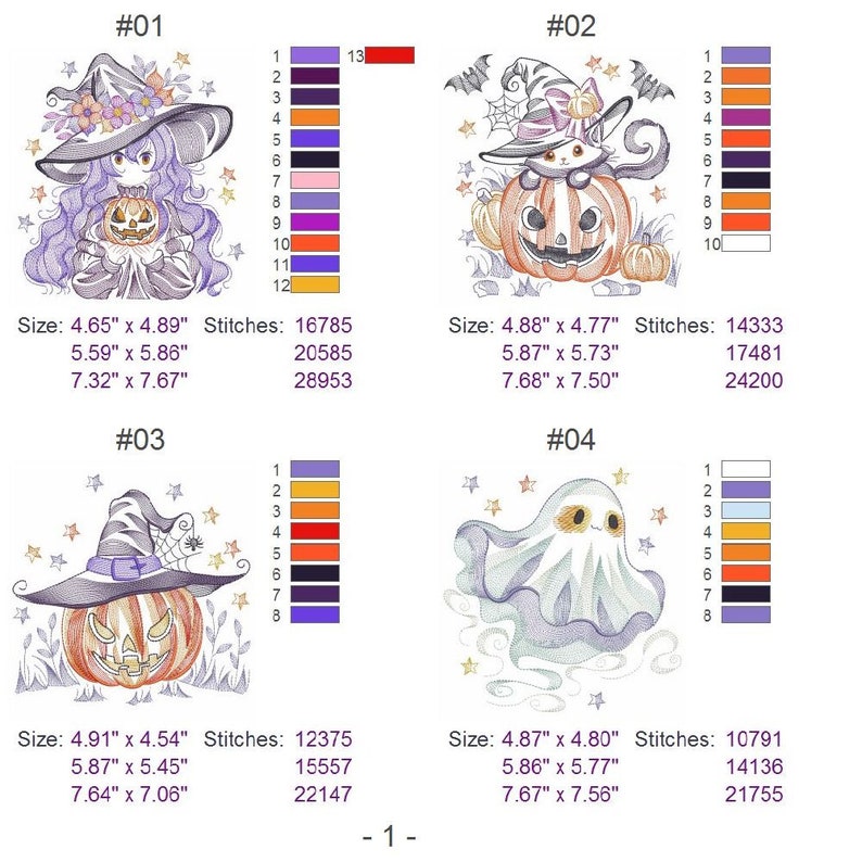 Halloween Sketch Machine Embroidery Designs Instant Download 5x5 6x6 ...