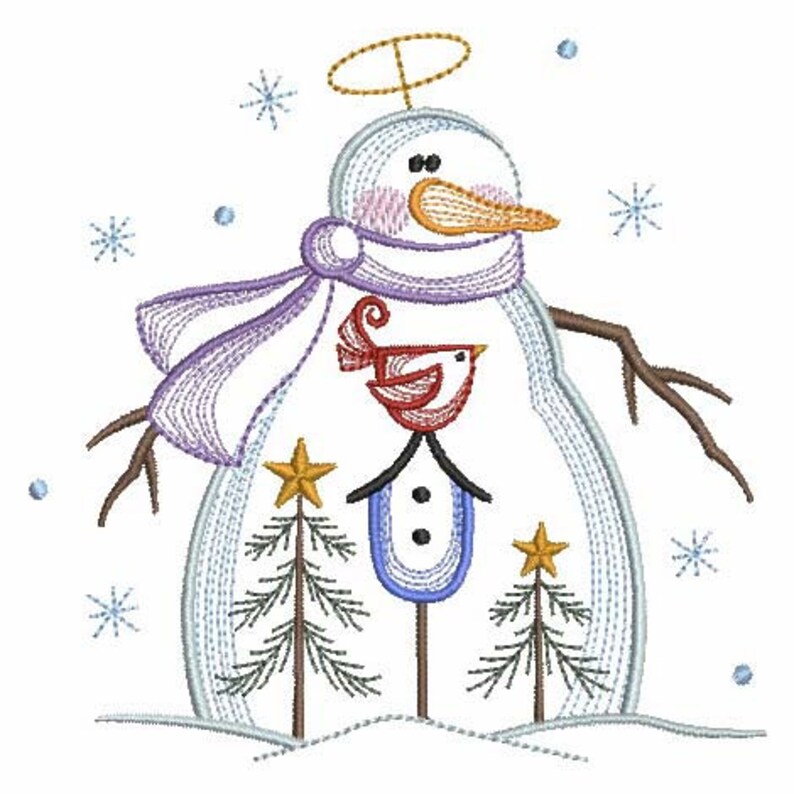 Vintage Snowman Machine Embroidery Designs Instant Download 4x4 5x5 6x6 ...