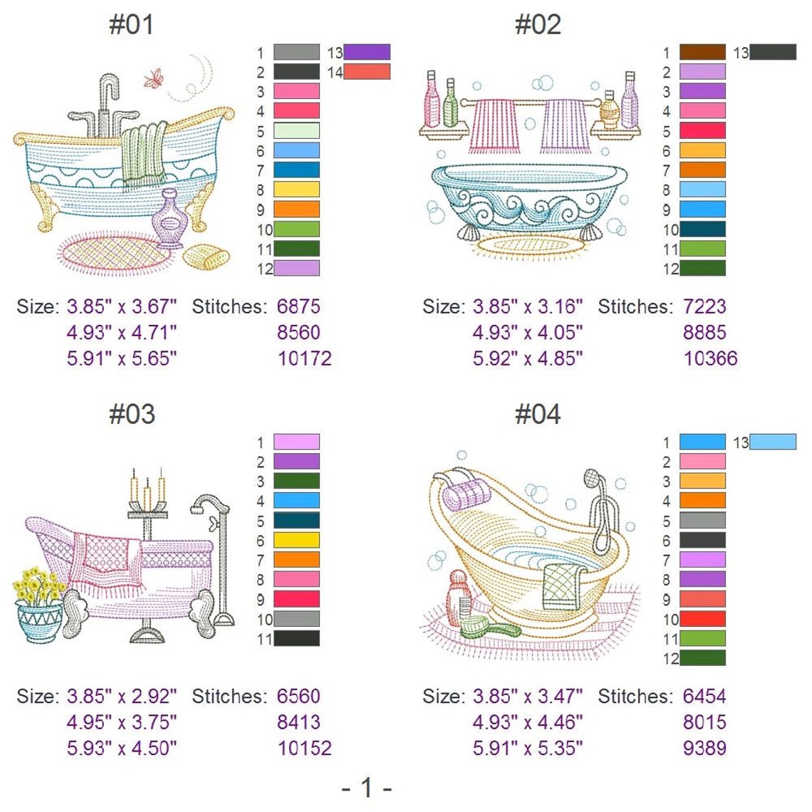 Vintage Bathtub Machine Embroidery Designs Pack Instant - Etsy