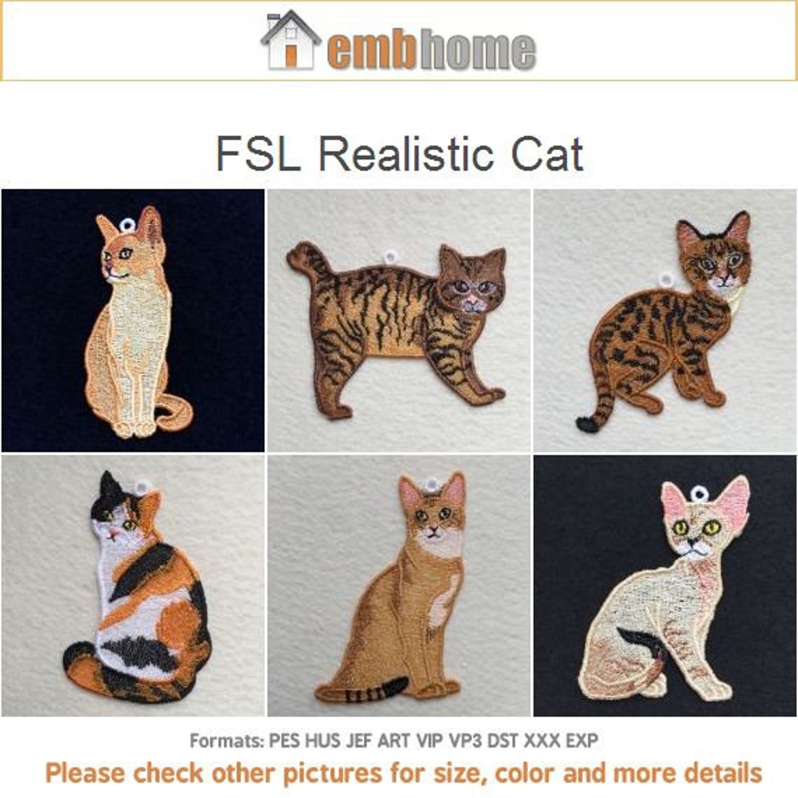 FSL Realistic Cat Free Standing Lace Machine Embroidery - Etsy