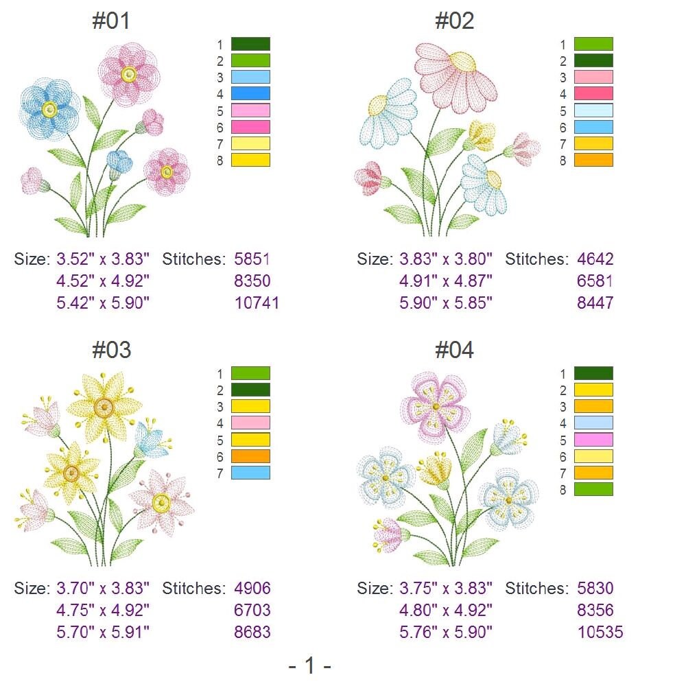 Rippled Floral Delight Machine Embroidery Designs Instant Download 4x4 ...