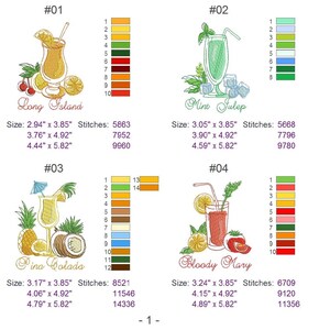 Cocktails Machine Embroidery Designs Pack Instant Download 4x4 5x5 6x6 ...