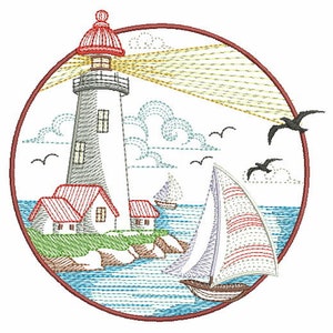 Lighthouses Machine Embroidery Designs Pack Instant Download 4x4 5x5 ...