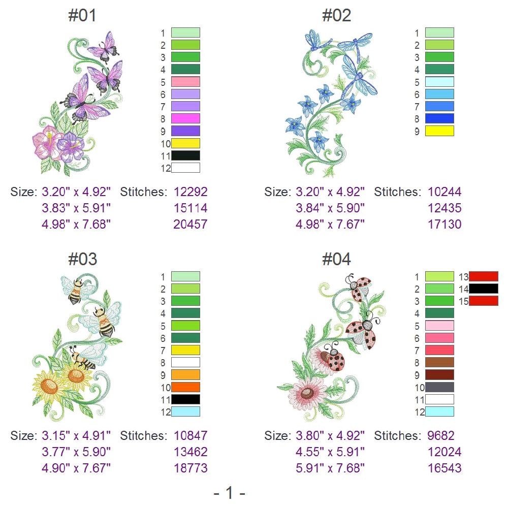Fluttering Fancy Machine Embroidery Designs Pack Instant Download 5x5 ...