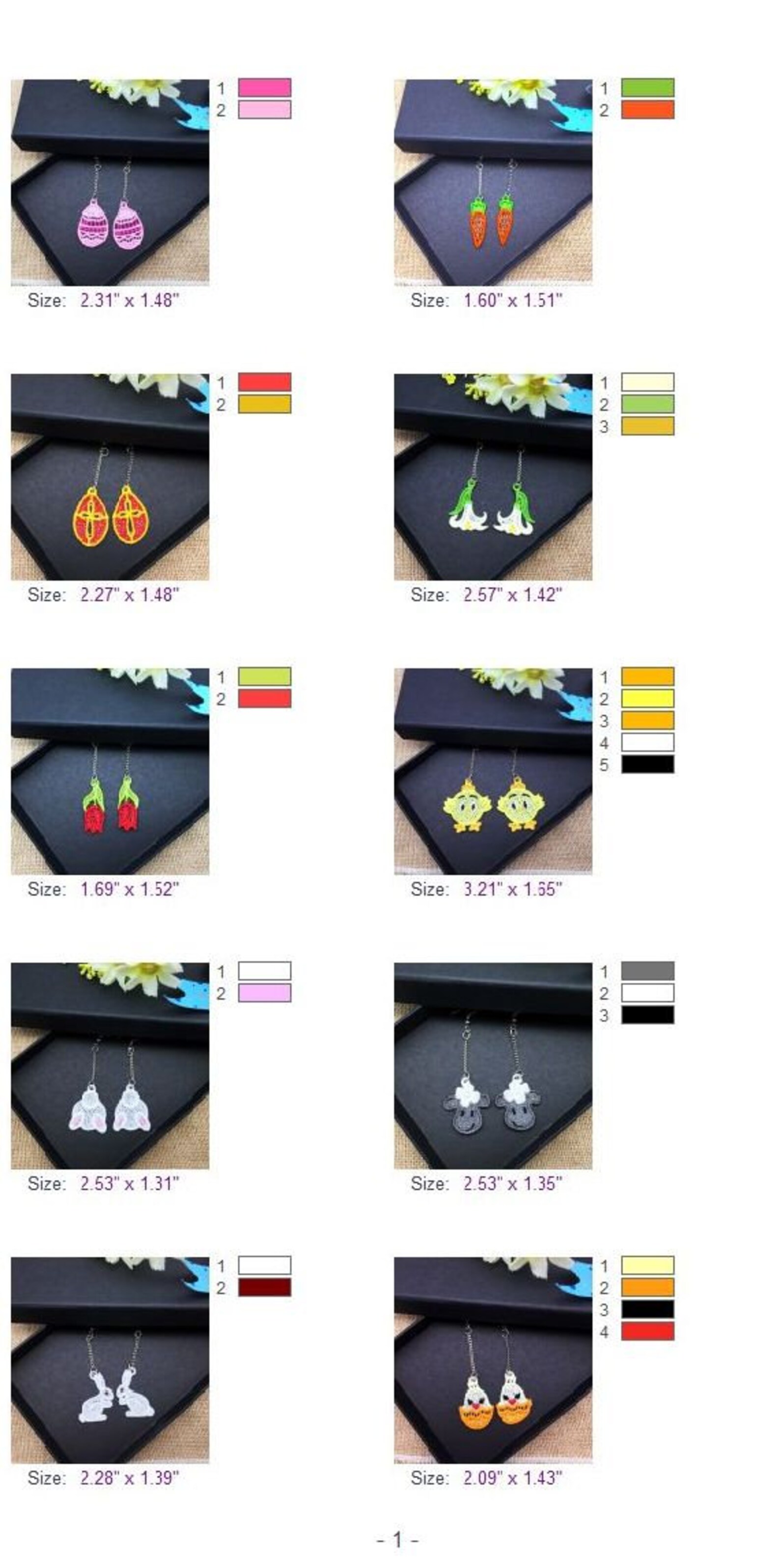 FSL Easter Earrings Free Standing Lace Machine Embroidery - Etsy