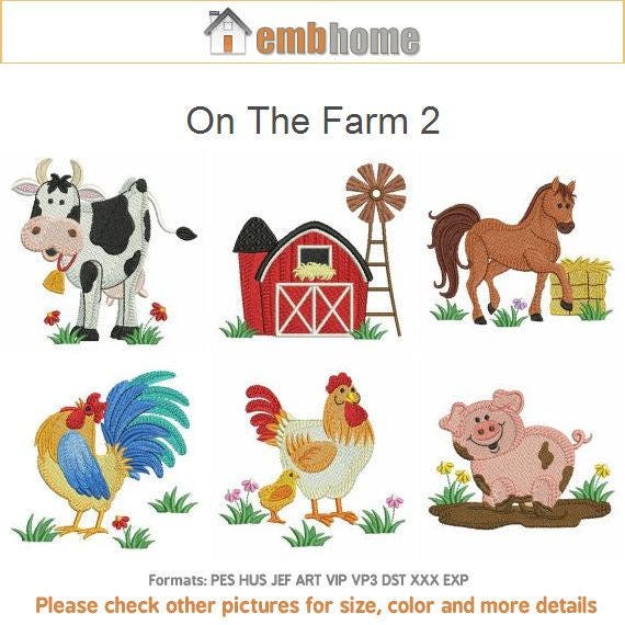 On The Farm Cute Animal Machine Embroidery Designs Instant | Etsy