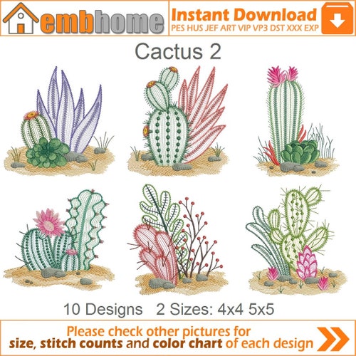 Cactus Machine Embroidery Design - Etsy