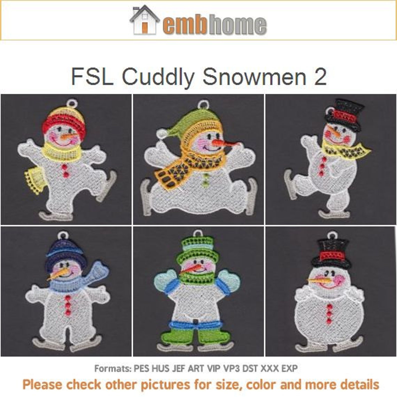 FSL Cuddly Snowmen Free Standing Lace Machine Embroidery | Etsy