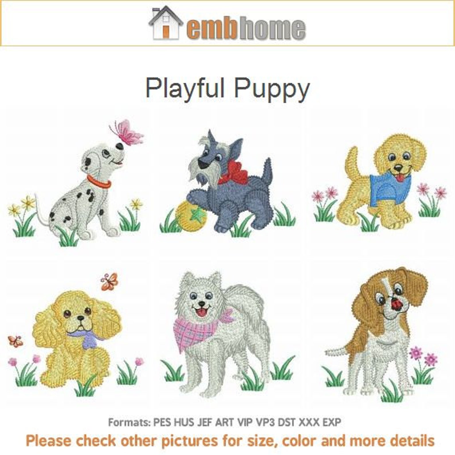Playful Puppy Machine Embroidery Designs Instant Download 4x4 - Etsy