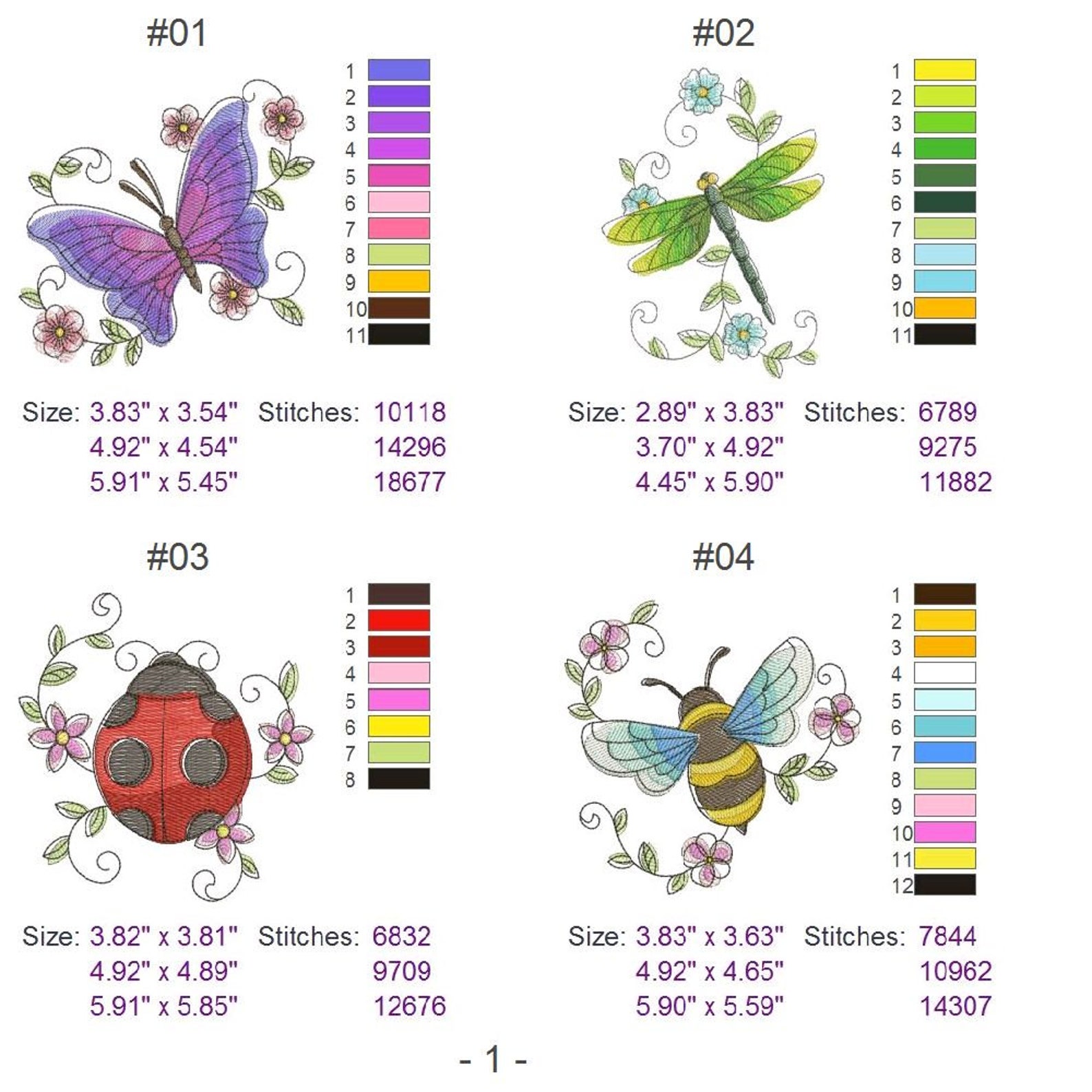 Spring Bugs Machine Embroidery Designs Instant Download 4x4 5x5 6x6 ...