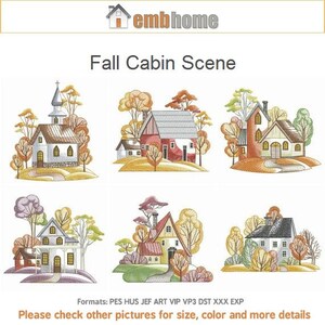 Fall Cabin Scene Machine Embroidery Designs Pack Instant - Etsy