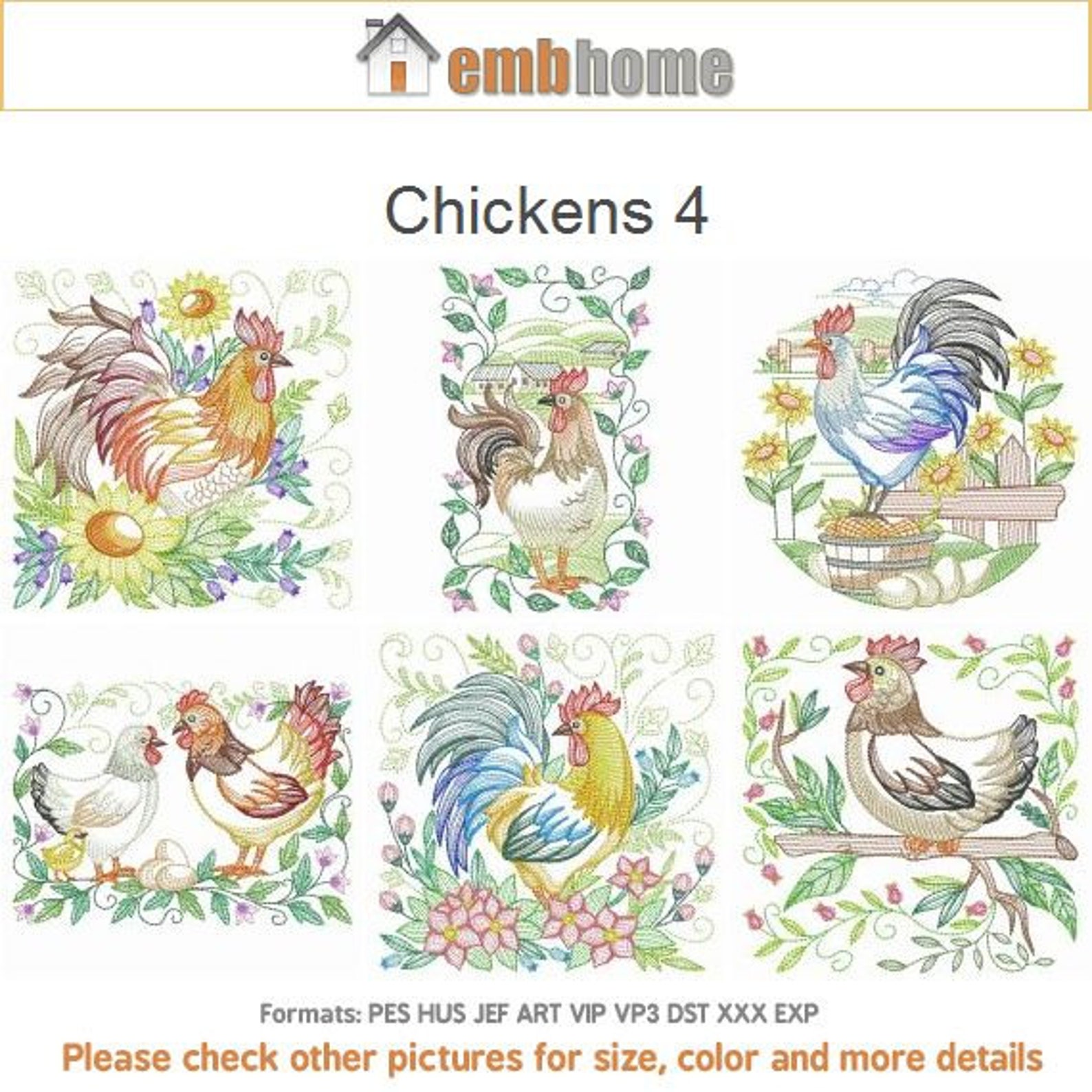 Chickens Machine Embroidery Designs Pack Instant Download 5x5 - Etsy
