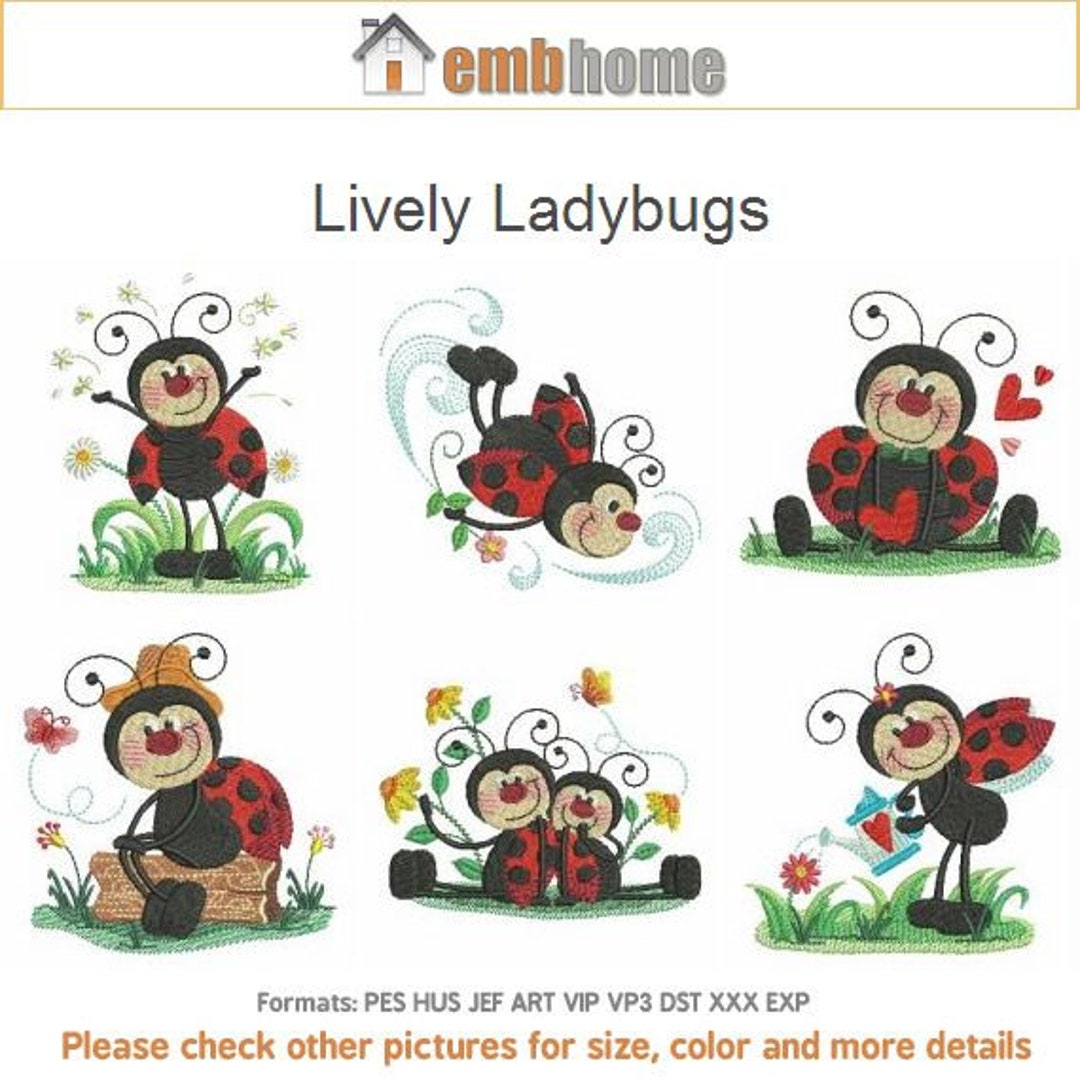 Lively Ladybugs Machine Embroidery Designs Pack Instant Download 4x4 ...