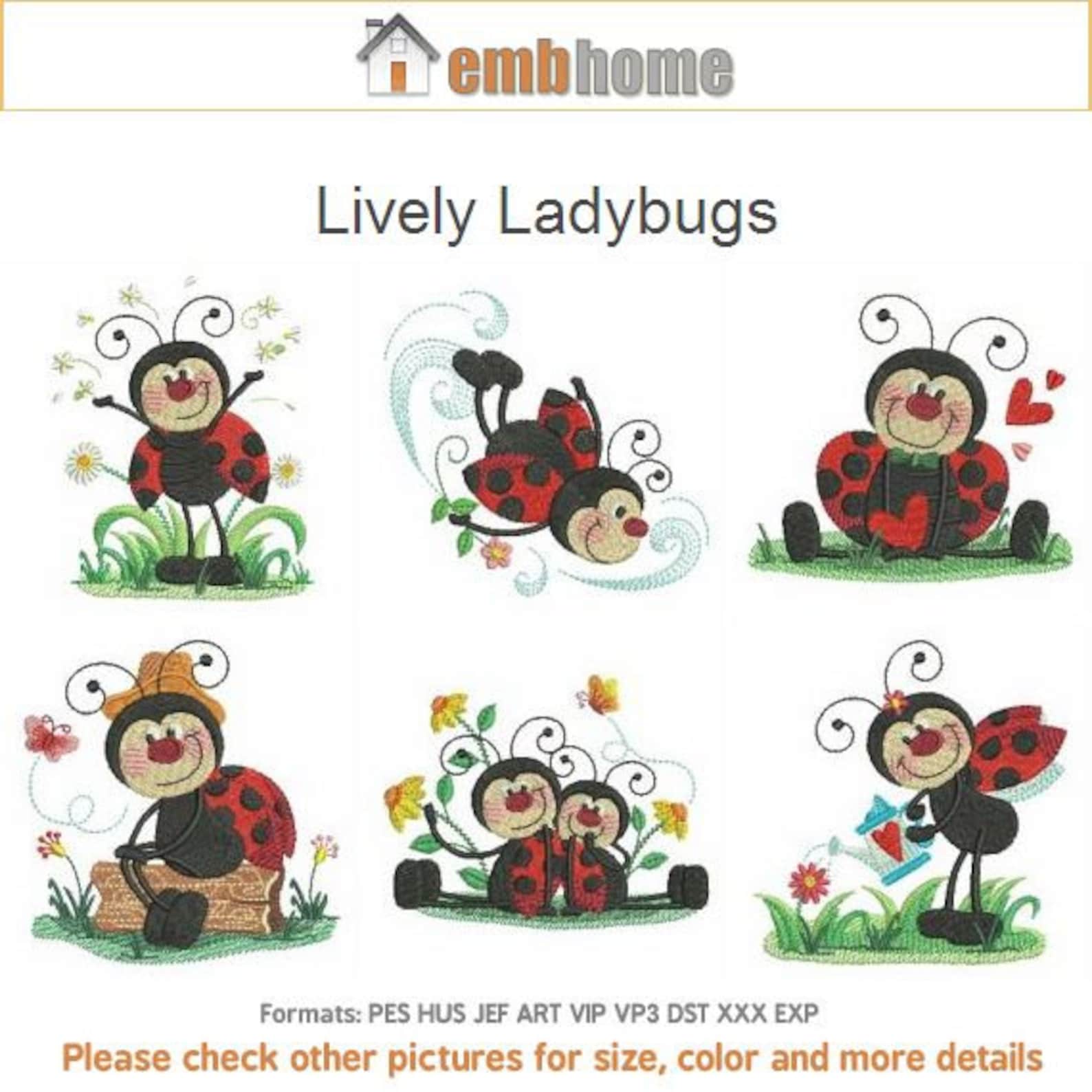 Lively Ladybugs Machine Embroidery Designs Pack Instant - Etsy
