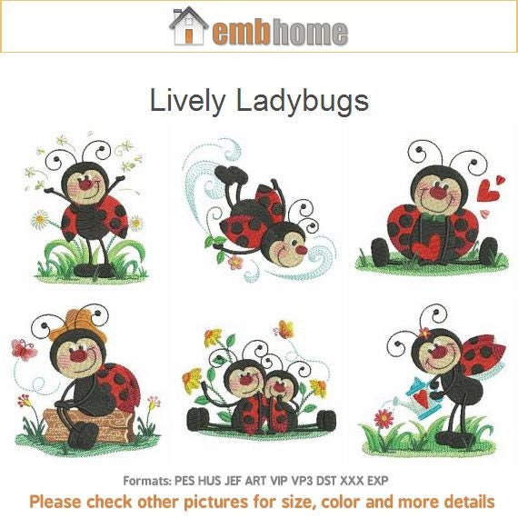 Lively Ladybugs Machine Embroidery Designs Pack Instant - Etsy