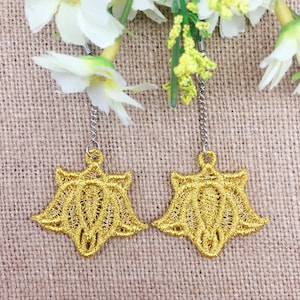 FSL Golden Earrings Free Standing Lace Jewelry Machine Embroidery ...